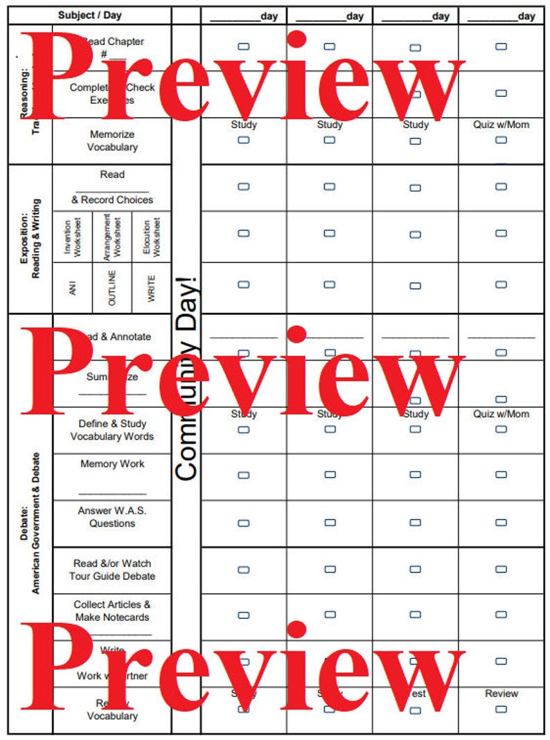 Classical Conversations Challenge 1 Planner Semesters 1 & 2 - 2 Page ...