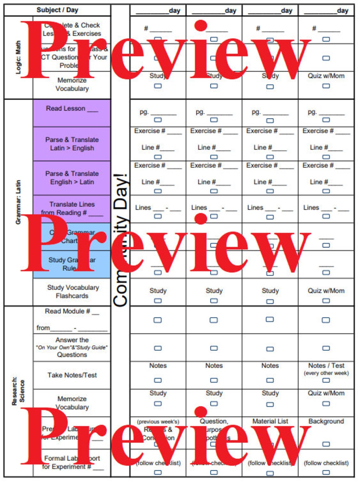 Classical Conversations Challenge 1 Planner Semesters 1 & 2 - 2 Page ...