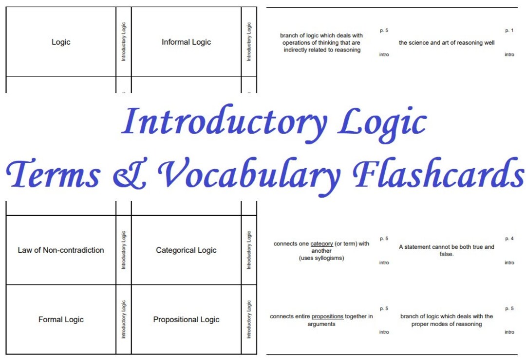 Introductory Logic Terms & Vocabulary Flashcards - Classical ...