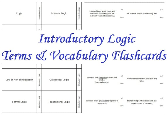 Introductory Logic Terms & Vocabulary Flashcards Classical - Etsy