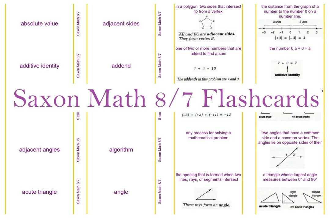 Saxon Math 8/7 Flashcards - Etsy