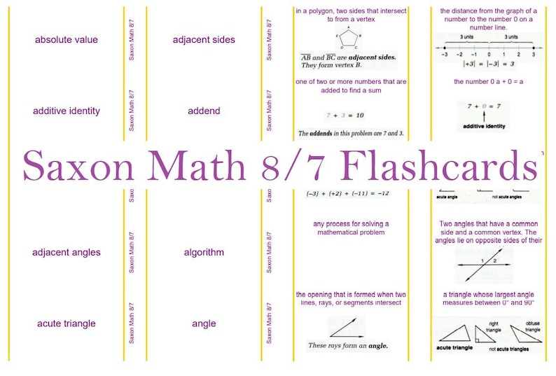 Saxon Math 8/7 Flashcards - Etsy