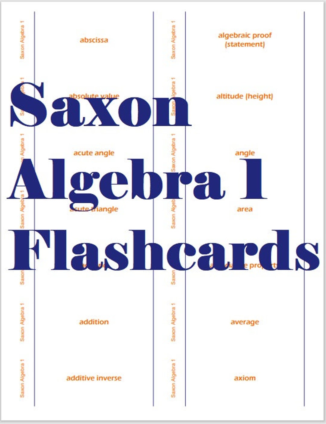 Saxon Algebra 1 Flashcards - Classical Conversations Challenge 1 - Etsy