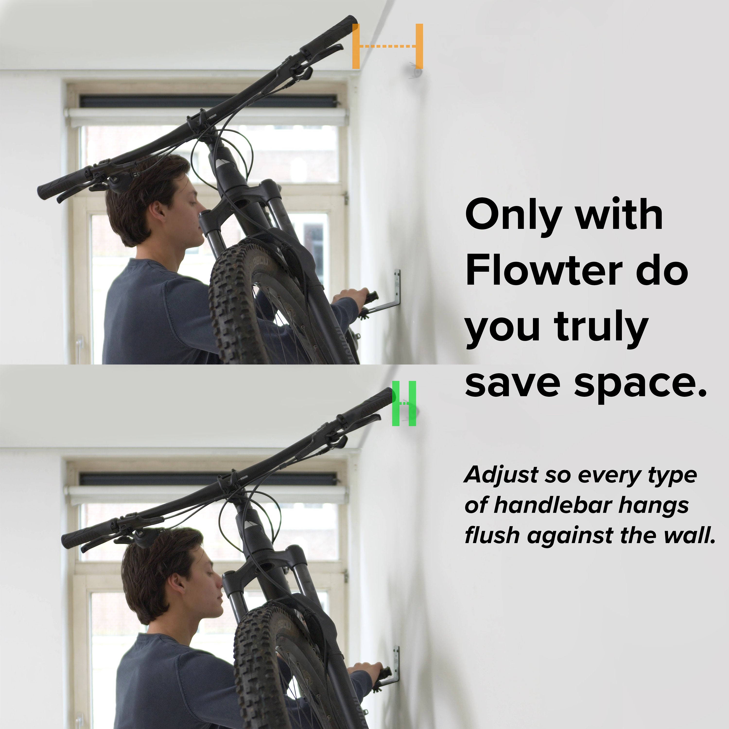 Flowter® Pedal Hanger - Horizontal Bicycle Wall Mount Using the Pedal ...