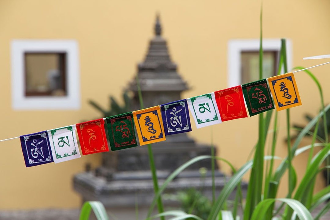 Tiny Om Ma Ni Padme Hum Velveteen Prayer Flags, 4x5cm - Etsy