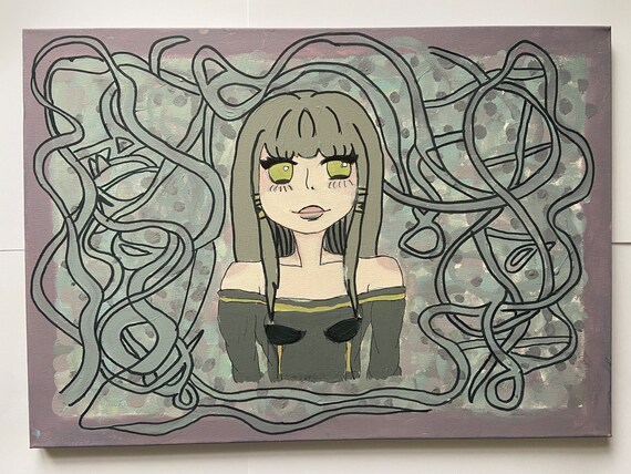 An Original Abstract Anime Girl Painting - Etsy