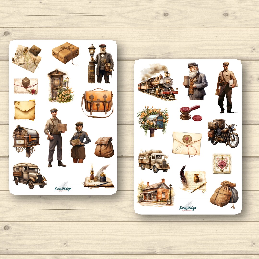 Sticker Set Vintage Post Mail - Etsy
