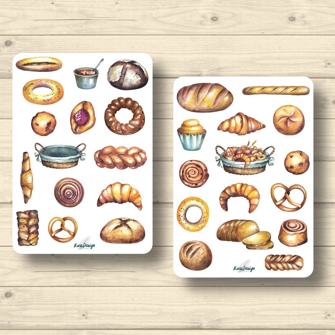 Sticker Set Pastry Baked Goods Croissant Croissant Braided Bread ...