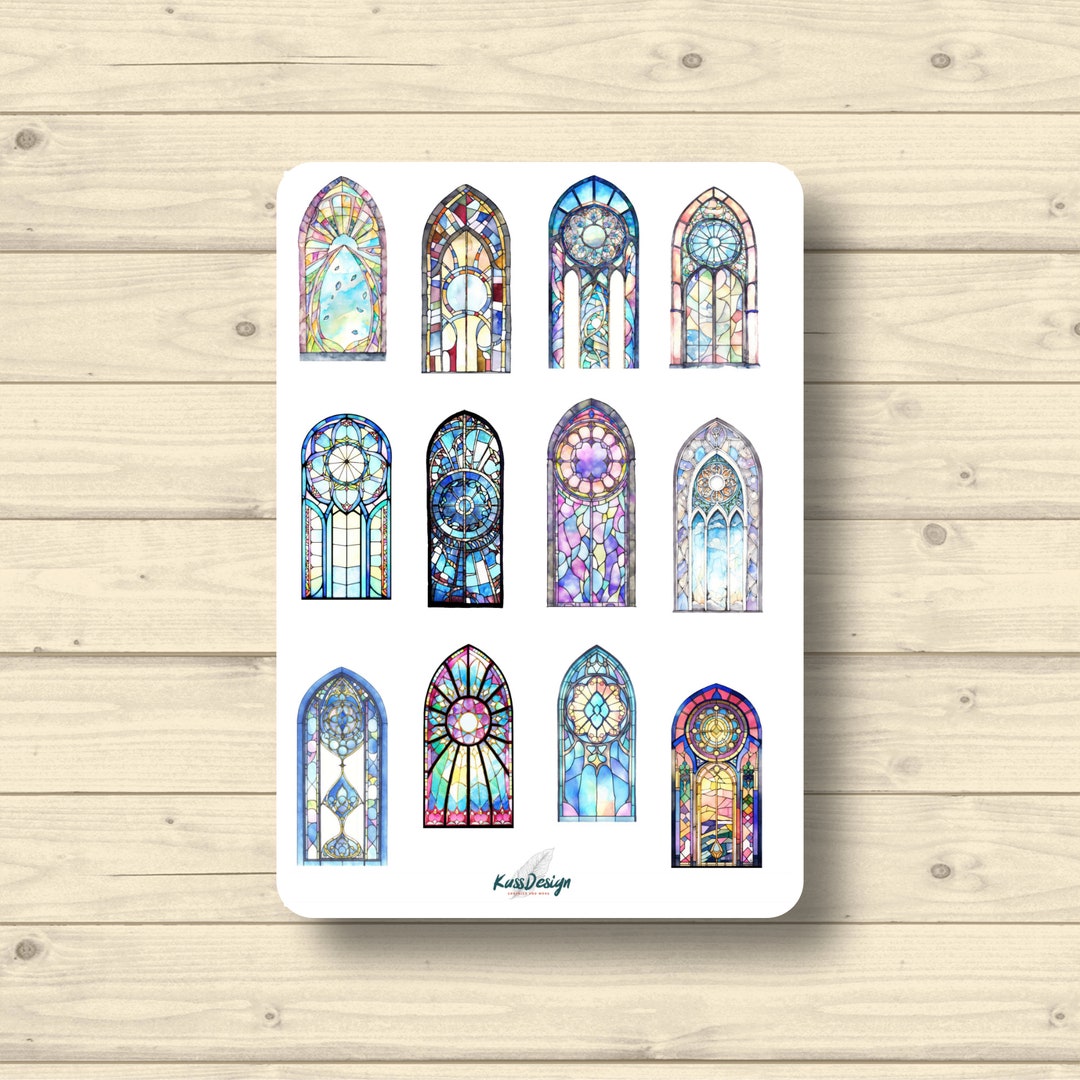 Sticker Sheet Church Window Building Glass Stained Glass Architecture ...