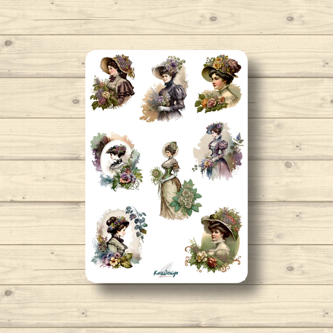 Sticker Sheet Victorian Ladies Women Vintage, Sticker Planner Stickers ...