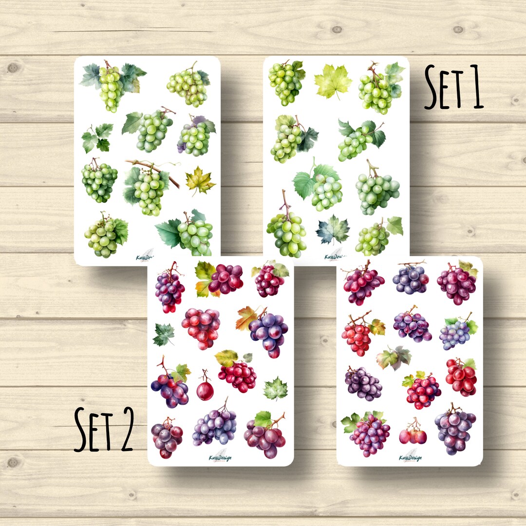 Sticker Sets, Grapes Green Red Grapes Fruit Nature Healthy Fresh, 2 ...