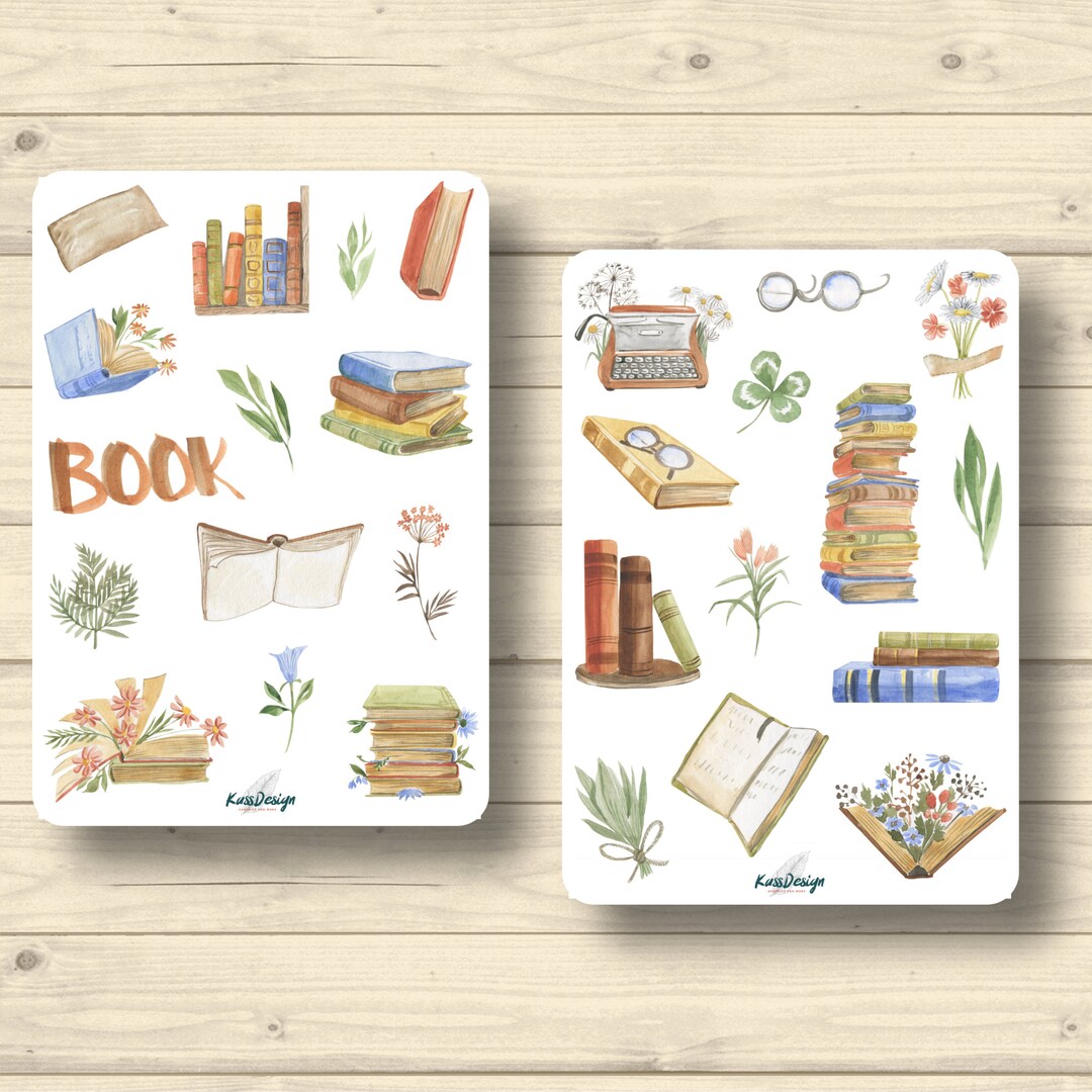 Sticker Set, Books, Reading, Sticker Planner Stickers, Cute ...