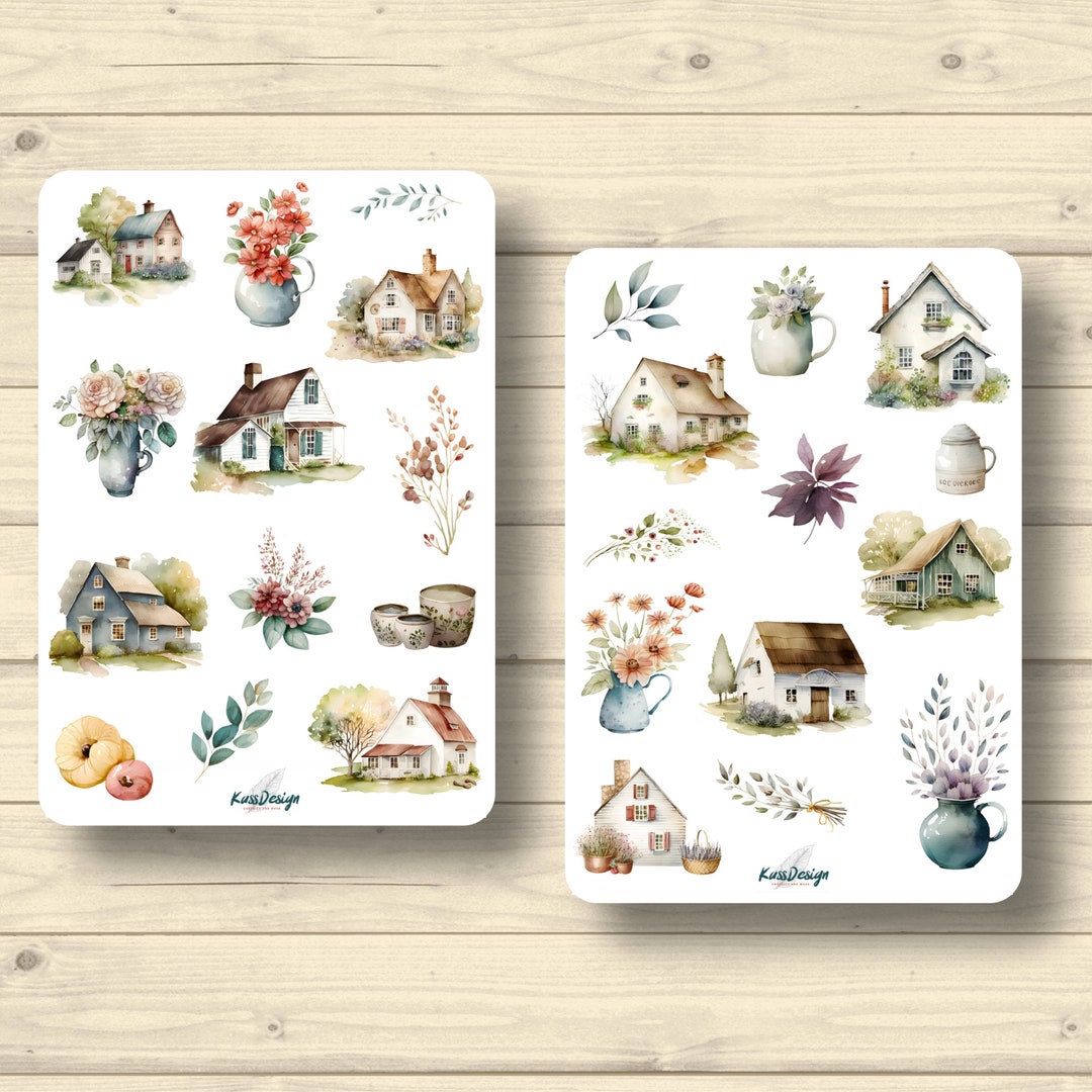 Sticker Set Cottages Vintage - Etsy