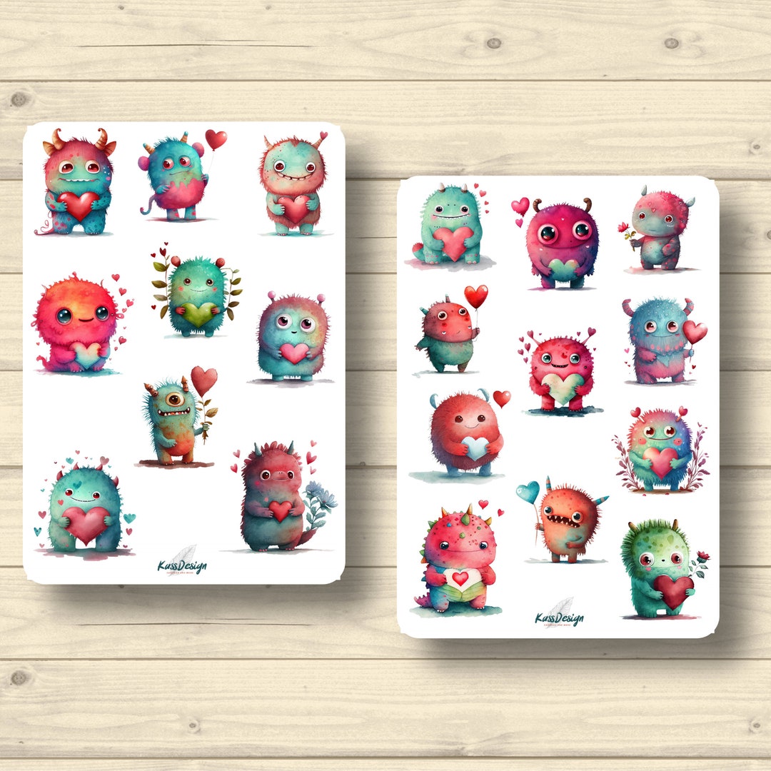 Sticker Set, Little Monsters, Sticker Planner Stickers, Cute ...