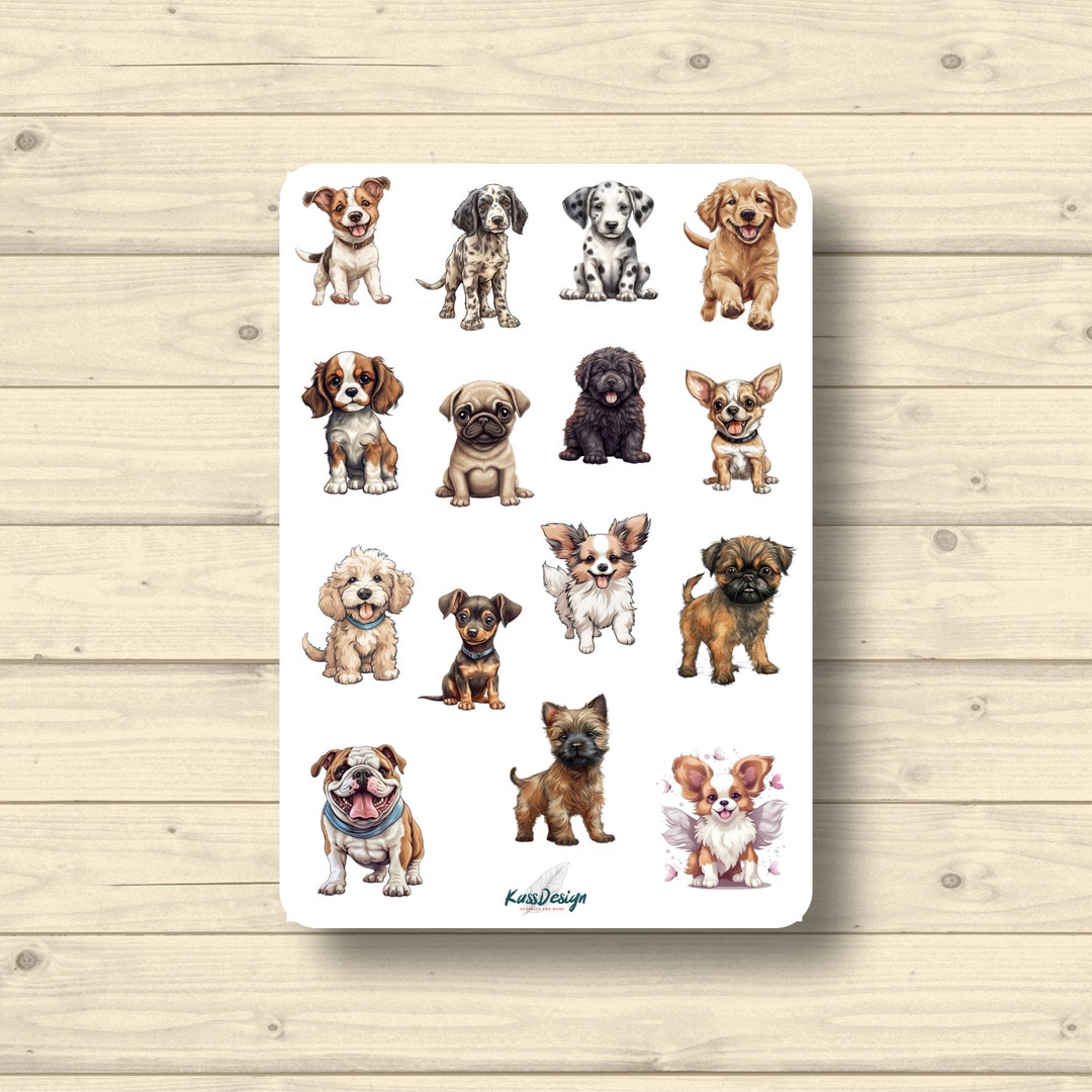 Sticker Set, Dogs Puppies Animals Farm Dog Cute Puppy, Stickers Planner ...