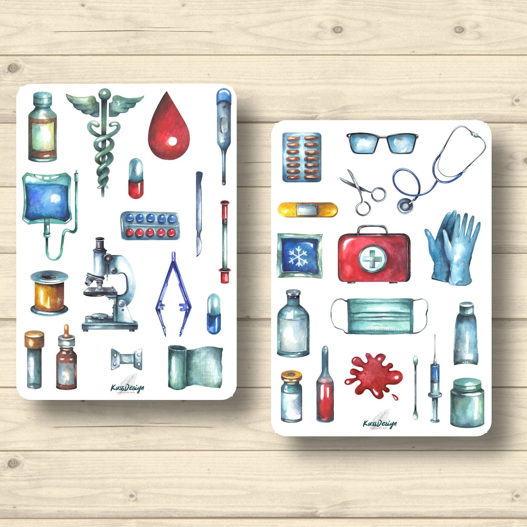 Sticker Set Medicine Medicine Drug Hospital Pharmacy Infusion Dressing ...