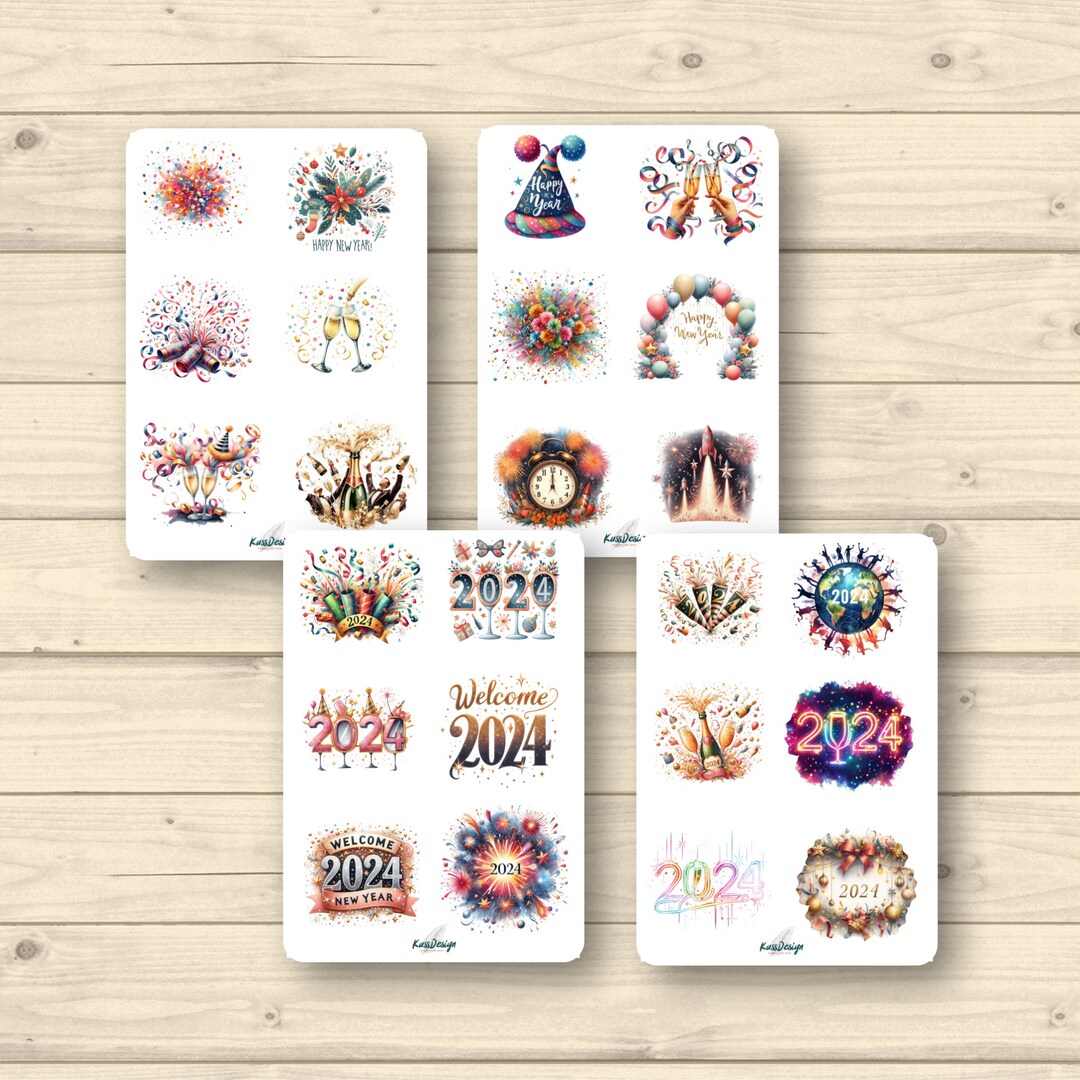Sticker Set New Year's Eve 2024, New Year, 4 Sheets - Etsy