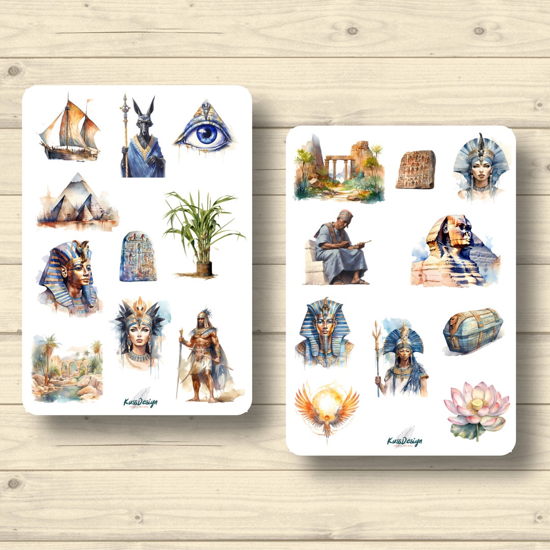 Sticker Set Egypt Pharaoh Pyramids Antique Sphinx, Anubis Sticker ...