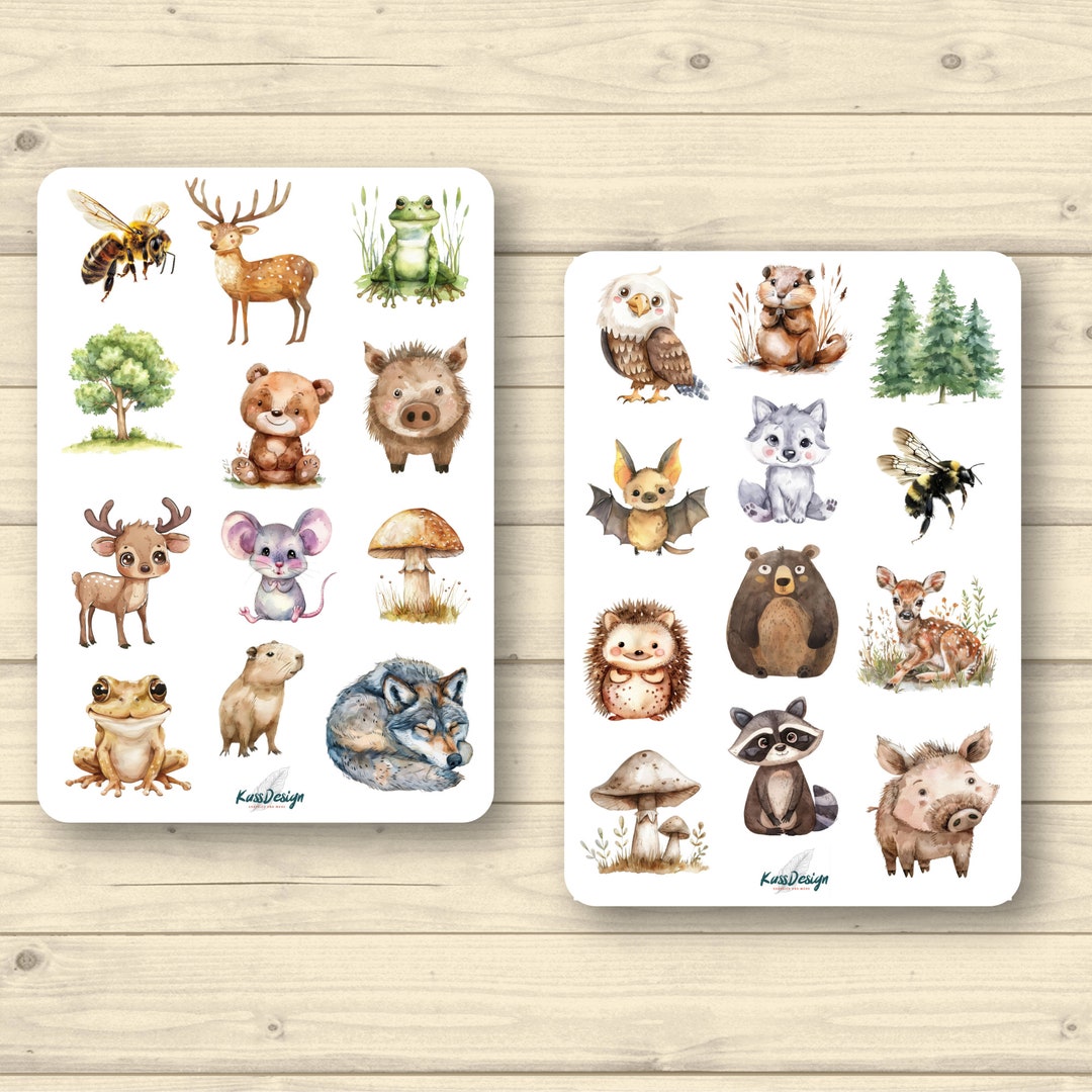 Sticker Set Forest Animals - Etsy