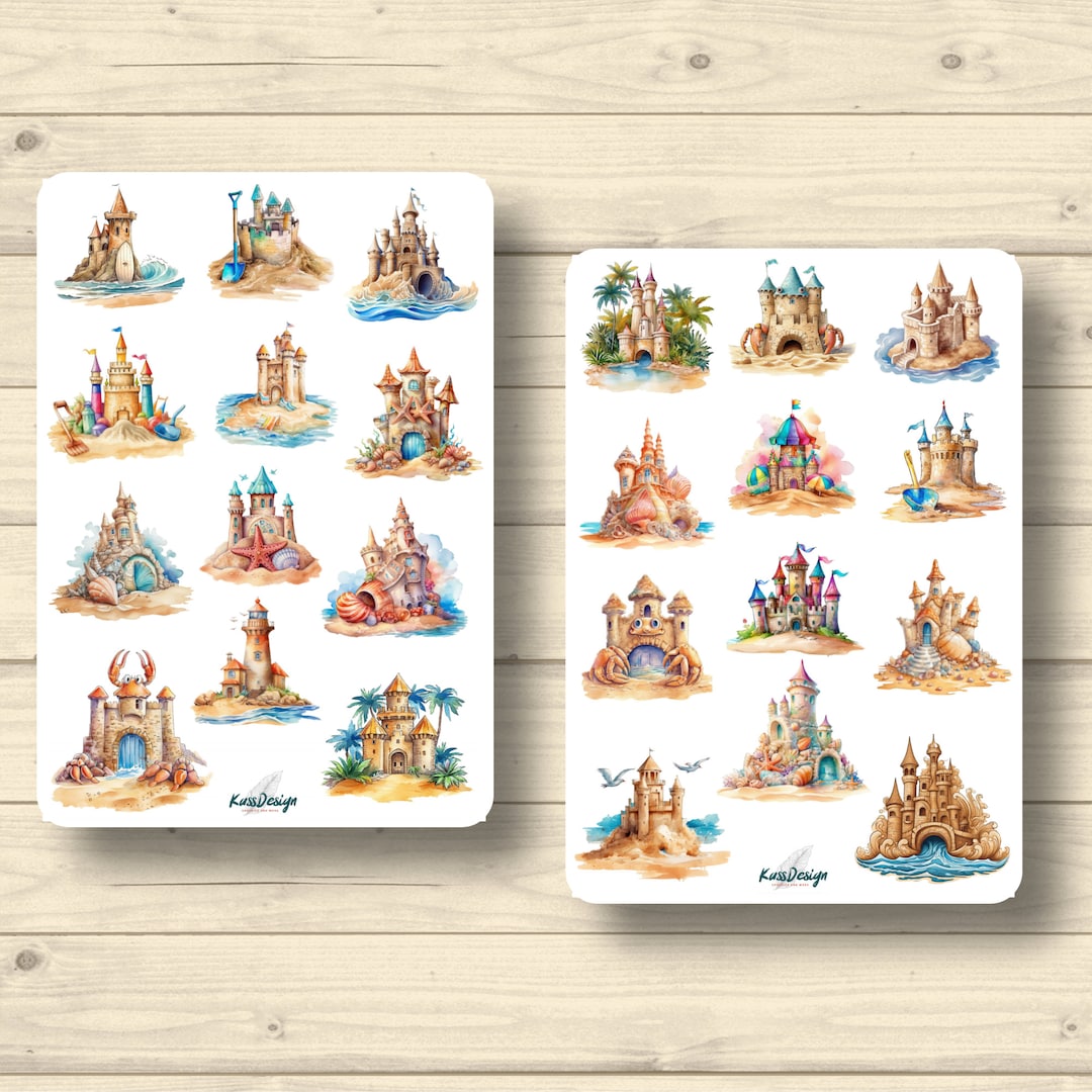 Sticker Set Strandburgen Sandburgen Summer Sea Beach Vacation, Sticker ...