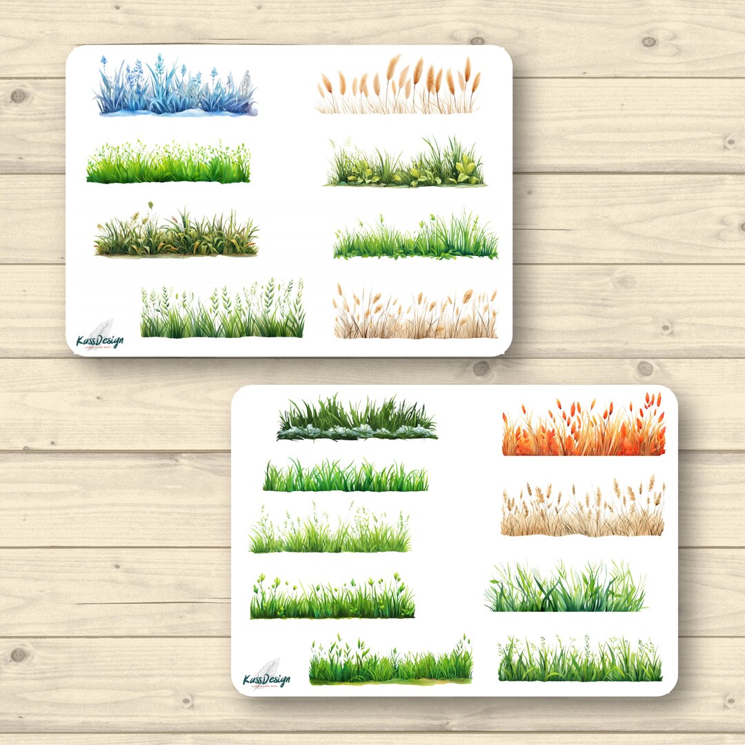 Sticker Set Lawn Edges Grasses - Etsy