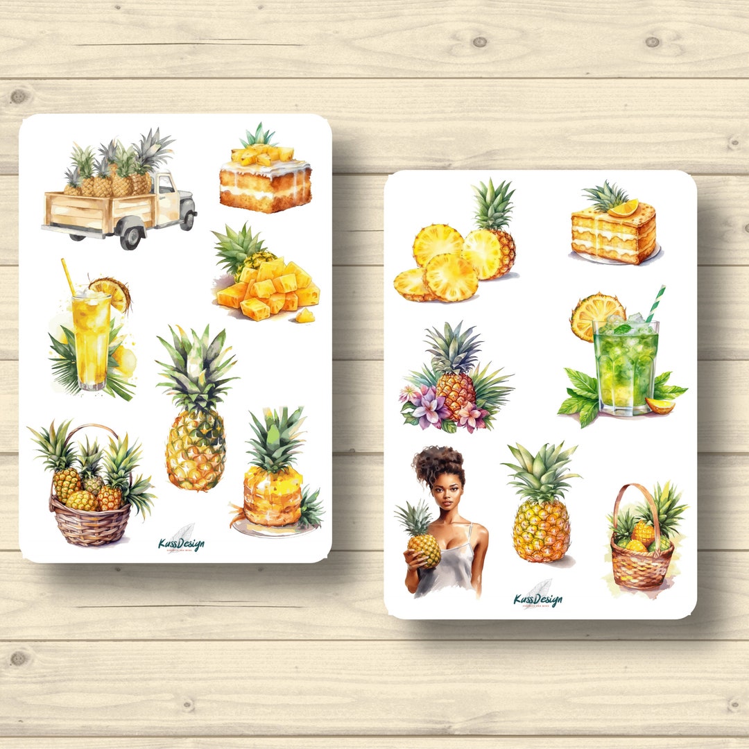 Sticker Set Pineapple Cocktail Juice Fruits Fruit Summer Holiday ...