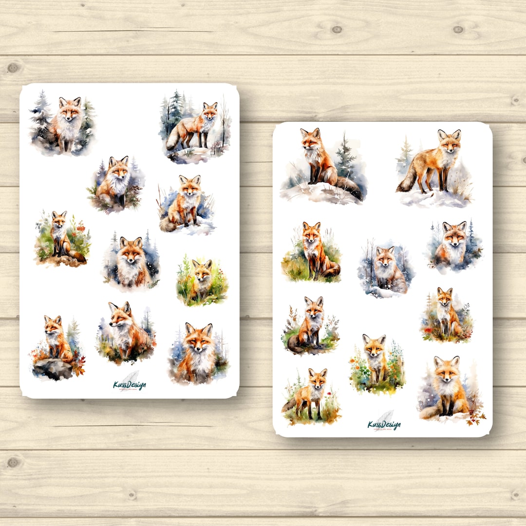Sticker Set Foxes - Etsy