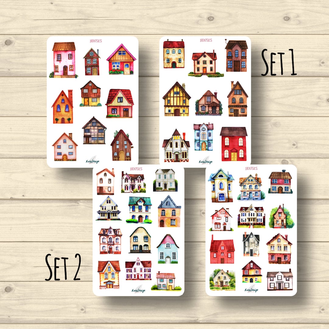 Sticker Set, Houses, Buildings, 2 Sets, Stickers Planner Stickers, Cute ...