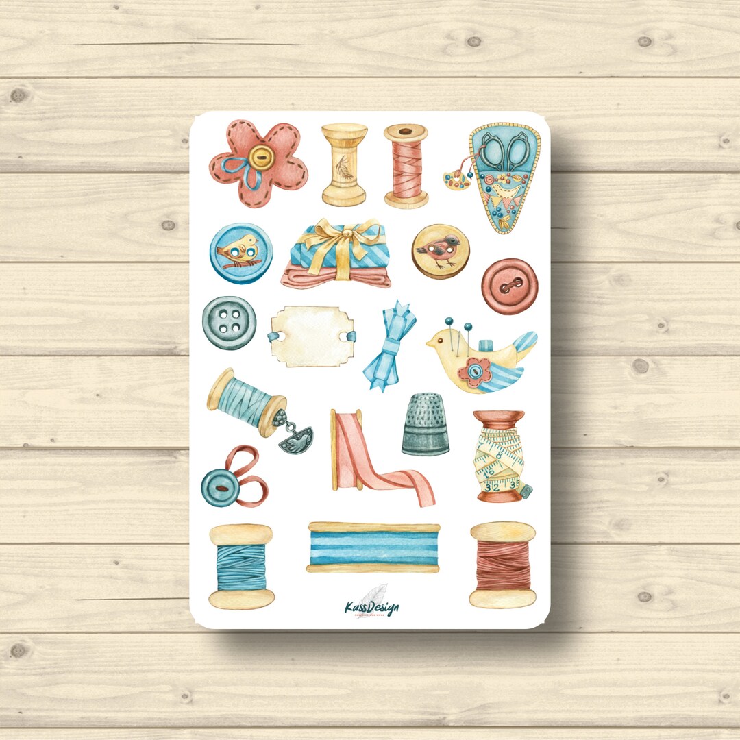 Sticker Sheet Sewing Accessories Sewing Tailoring Buttons Yarn Bows ...