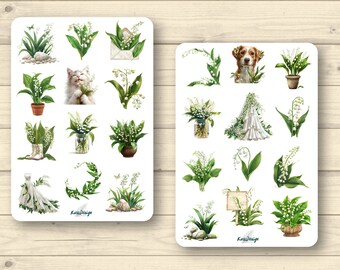 Lily of the Valley Sticker Sheet Cute and Kawaii Floral Deco Stickers ...