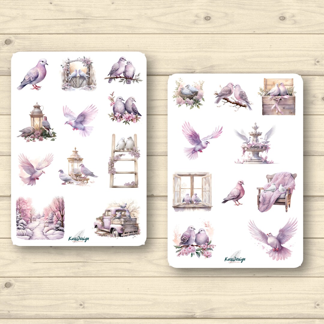 Sticker Set Doves in Soft Purple - Etsy