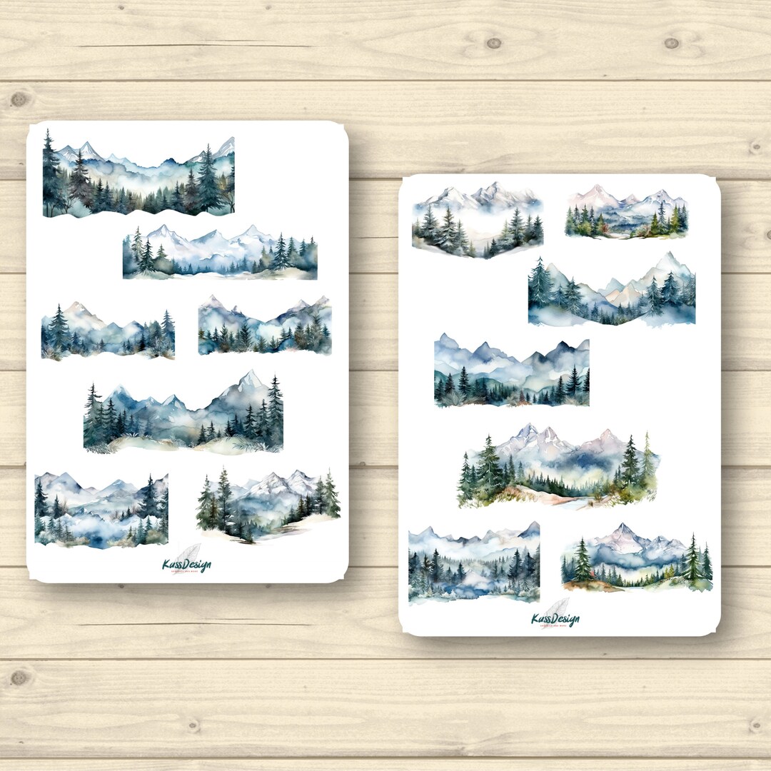 Sticker Set Mountain Ranges and Glaciers - Etsy