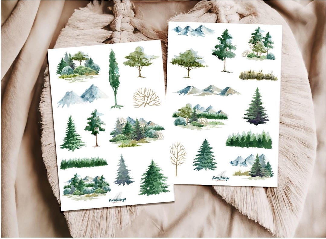 Sticker Set Forest Landscape Trees - Etsy
