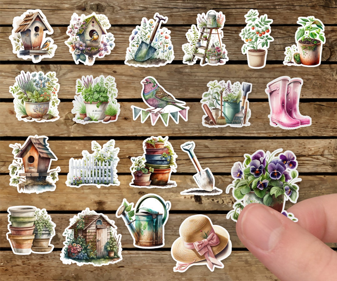 Watercolor Garden Stickers: 20 Charming Designs Featuring Flowers ...