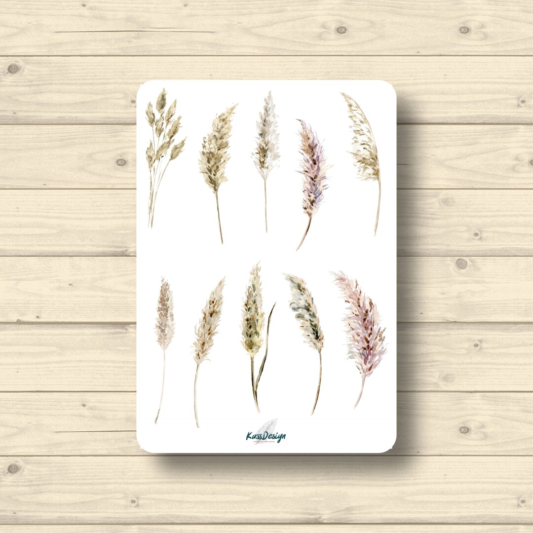 Sticker Leaf Pampas Grasses Dried Plants, Stickers Planner Stickers ...