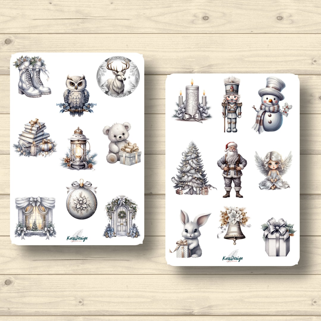 Sticker Set Weihnachten in silber Weihnachtsmann Glöckchen - Etsy ...