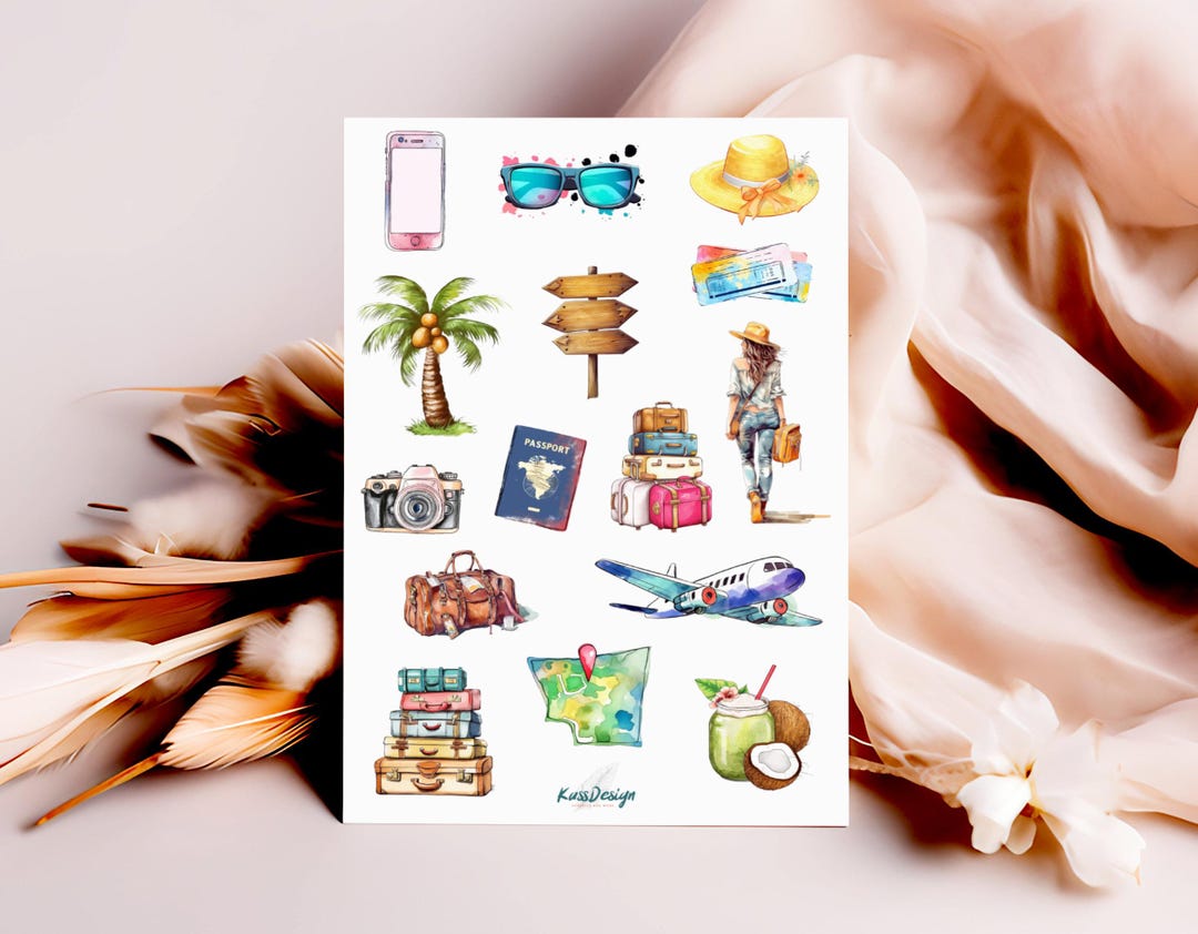 Sticker Set Vacation Summer Travel - Etsy
