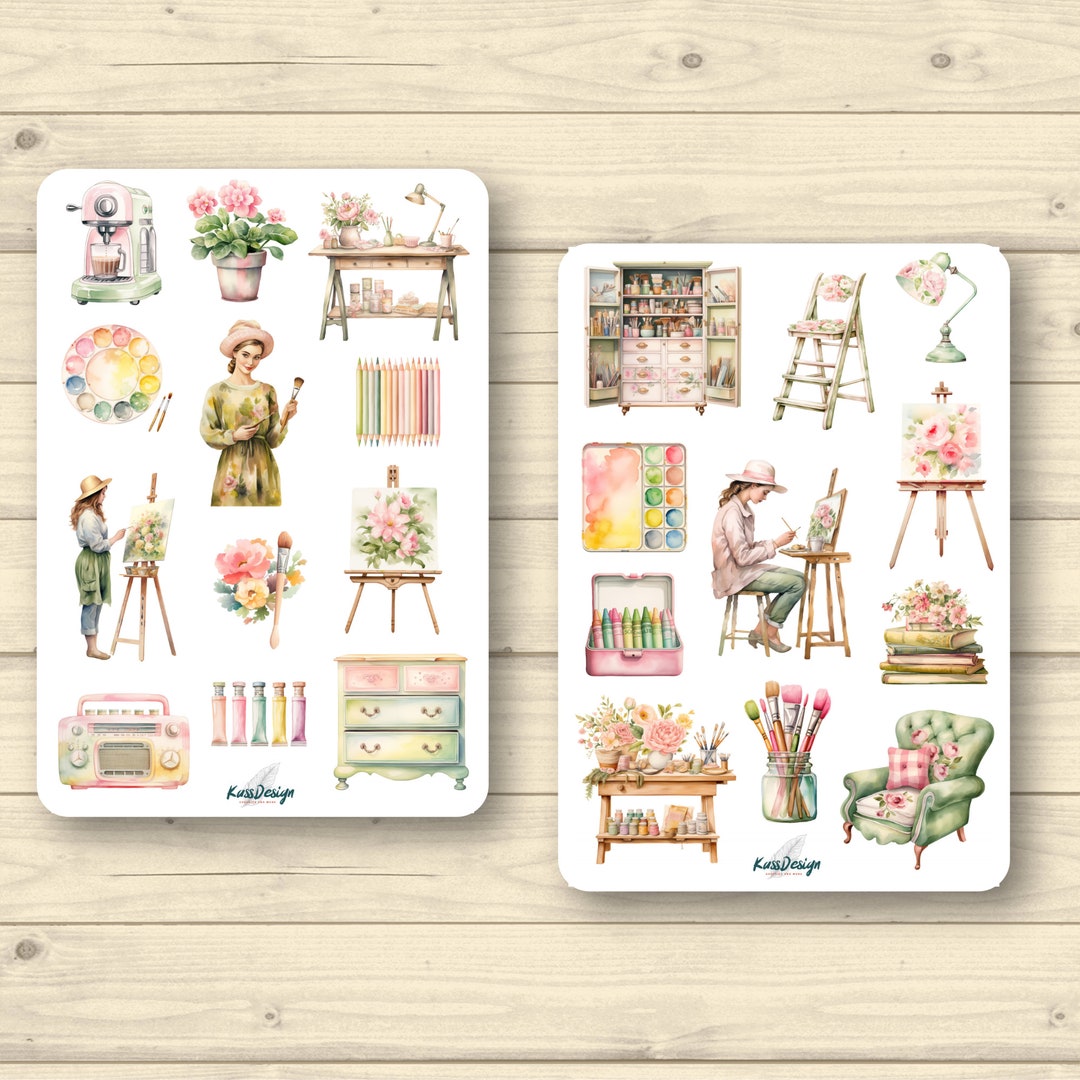 Sticker Set Hobby Drawing Painting - Etsy