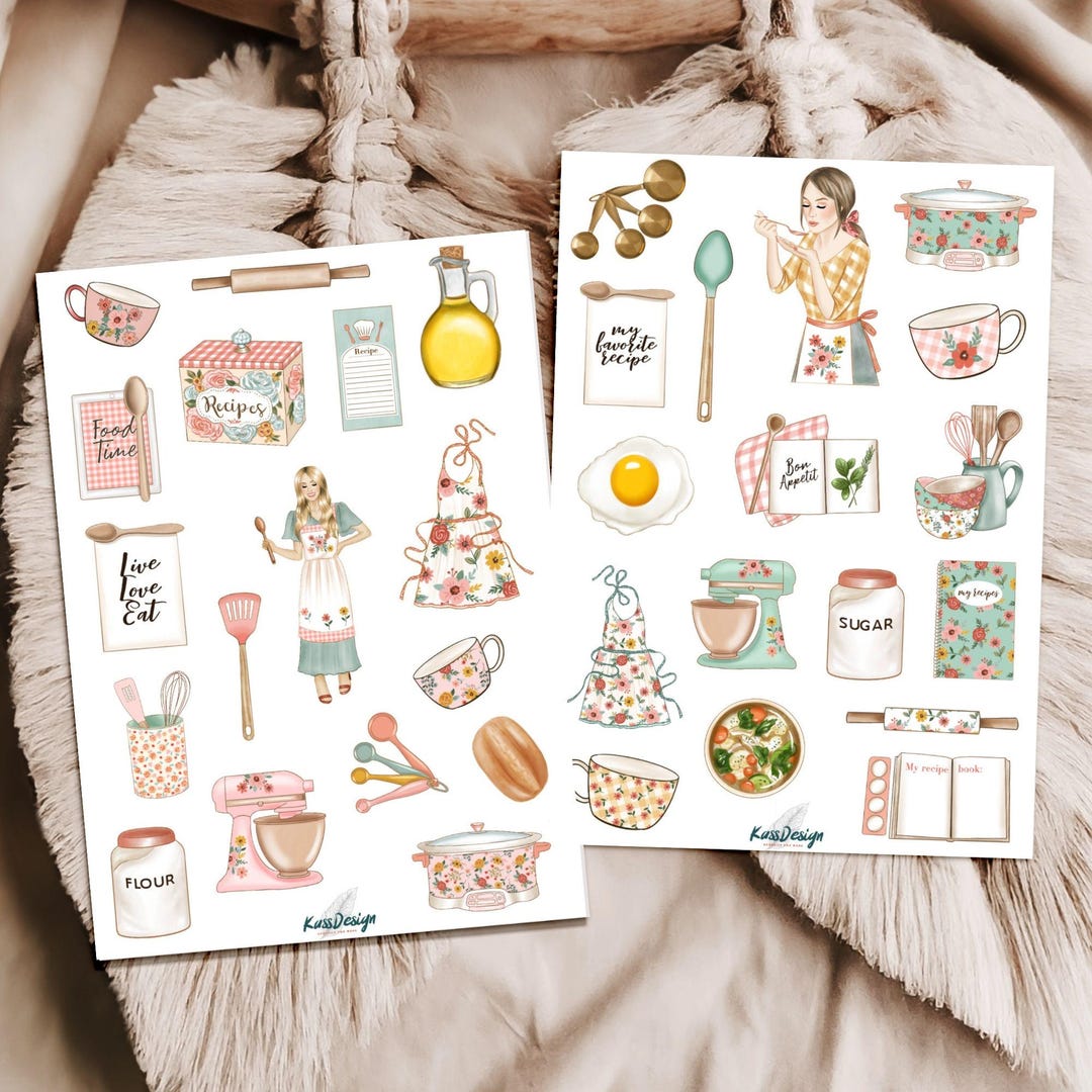 Sticker Set for Kitchen, Cooking and Baking - Etsy