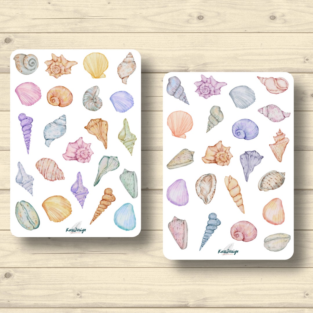 Sticker Set Shells Sea Animals Sea Maritime Summer Vacation Stickers ...