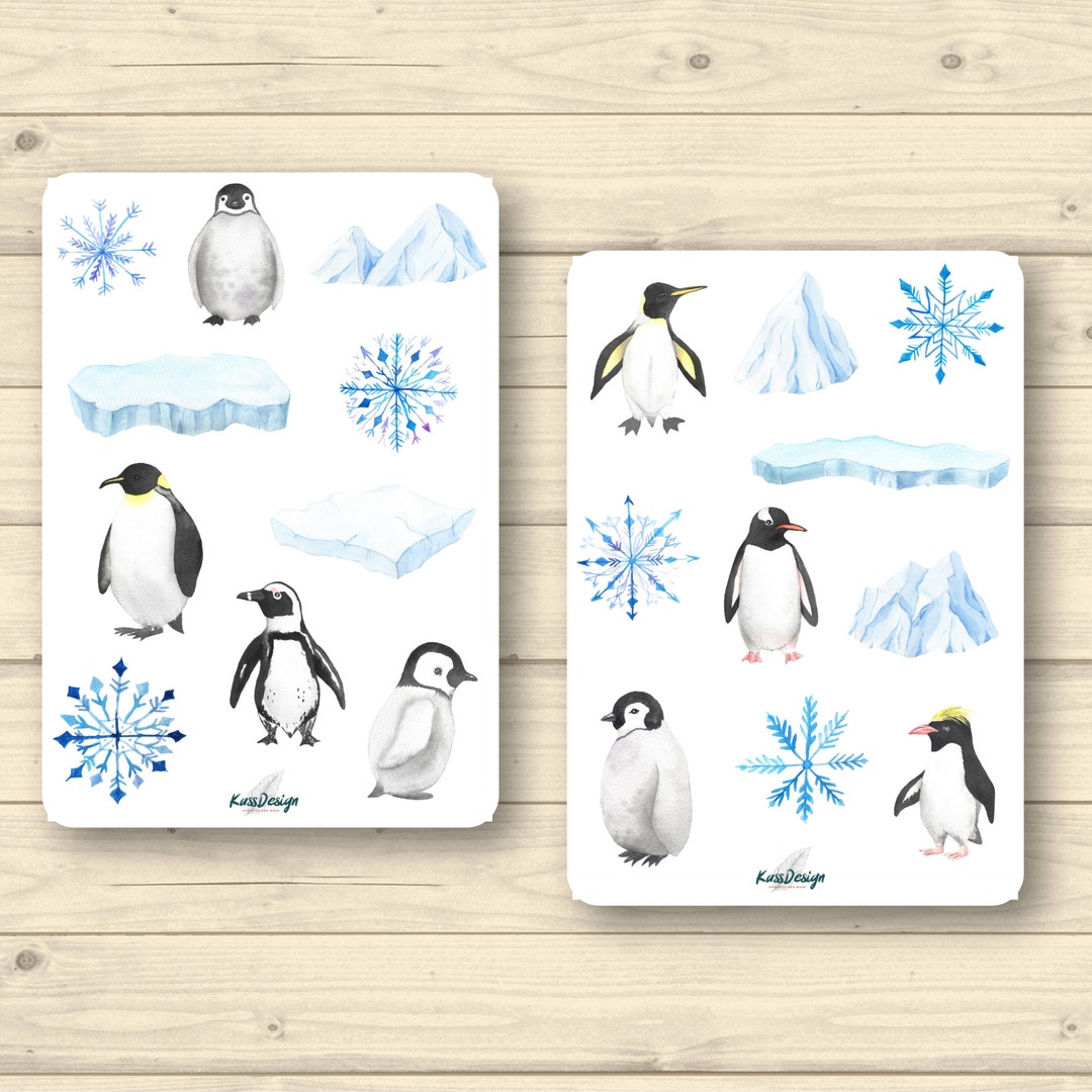 Sticker Set Penguins Ice Floes and Snowflakes - Etsy