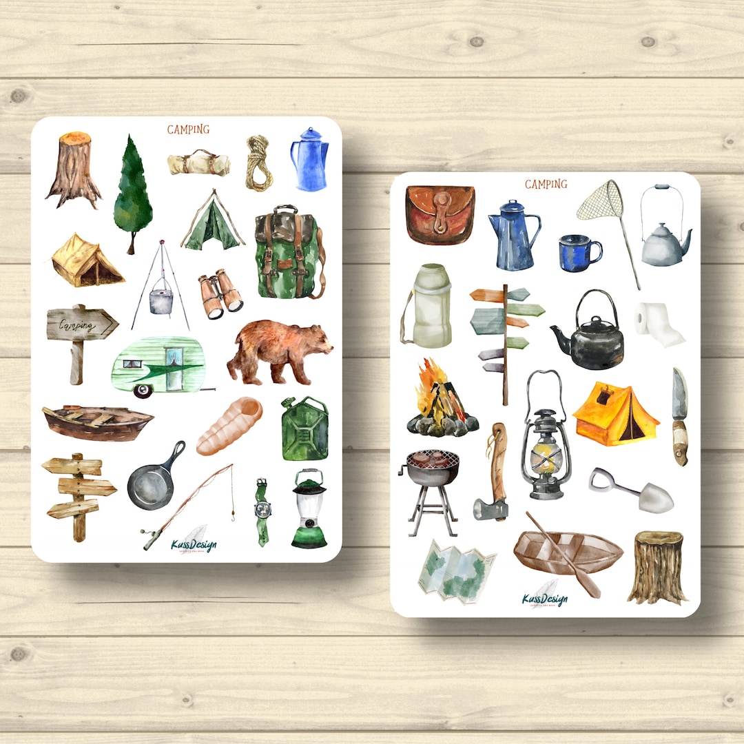 Sticker Set Camping Zelten Wandern Urlaub Natur - Etsy.de