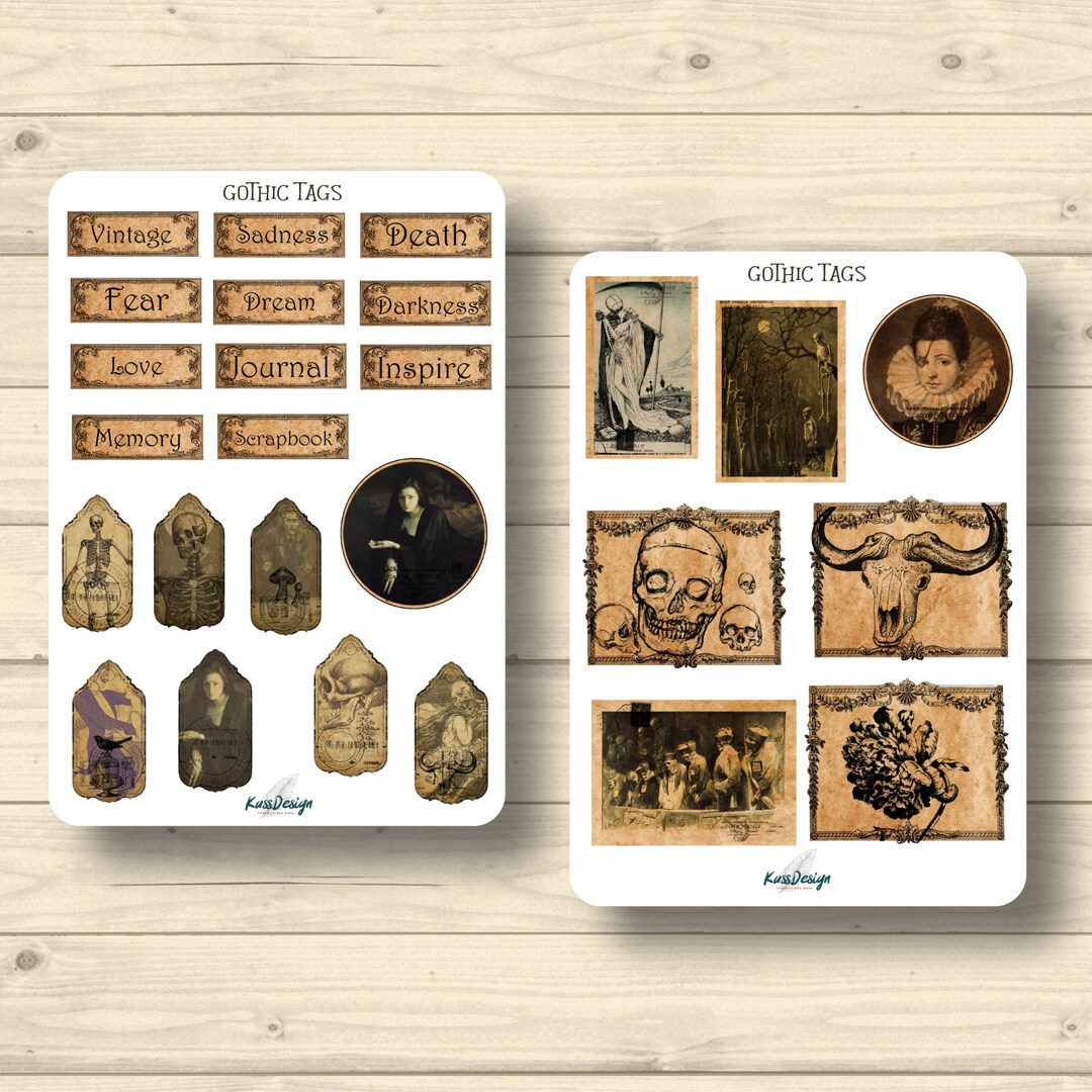 Sticker Set, Gothic Labels, Tags, Stickers Planner Stickers, Cute ...