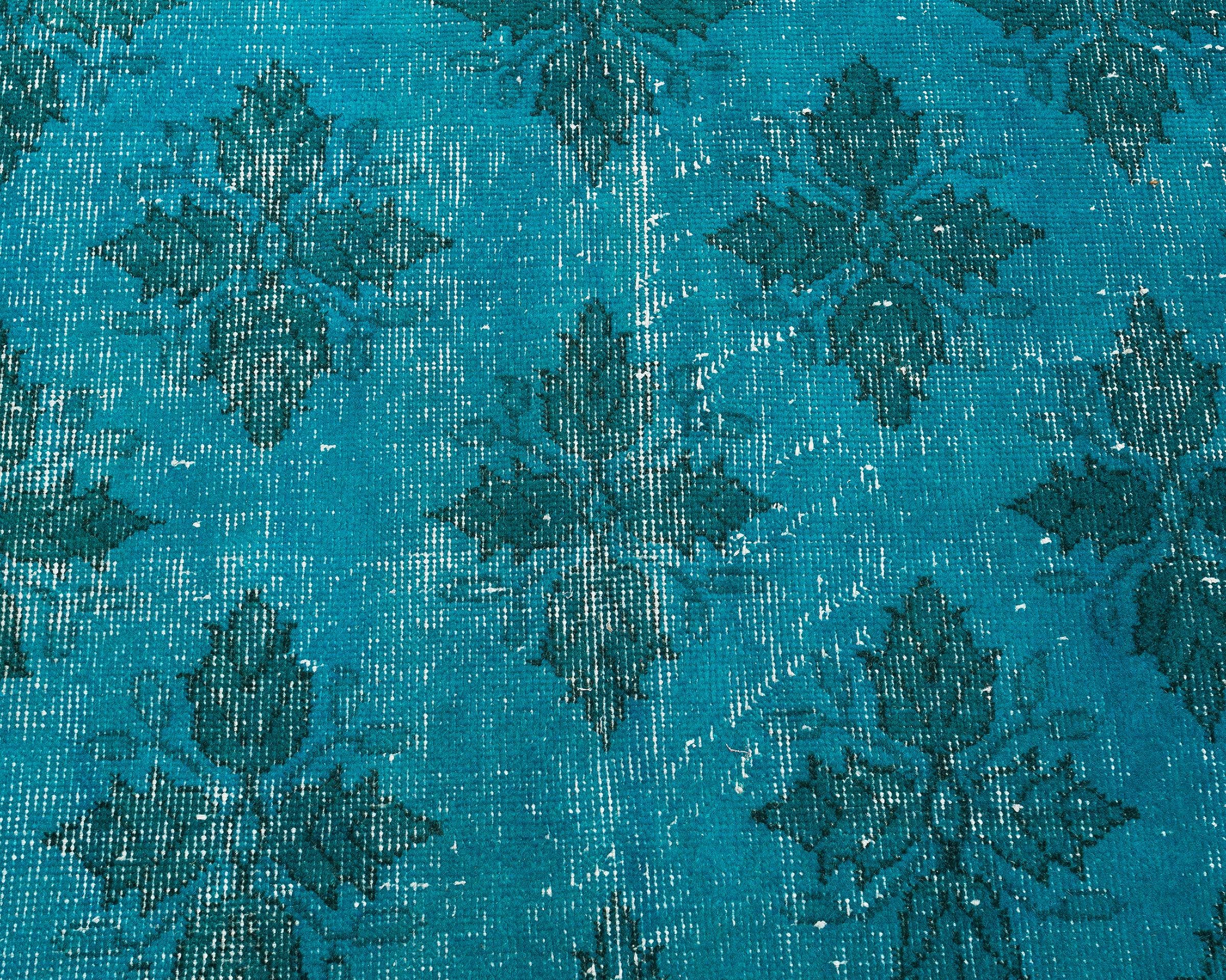 4x6 Vintage Rug, Turquoise Overdyed Turkish Rug, Antique Handmade Rug ...