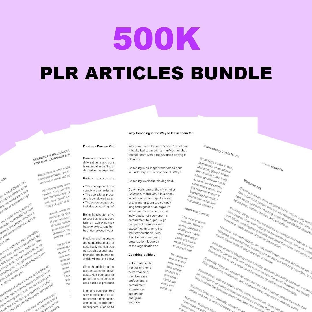 PLR Articles Bundle - 500k Articles With Resell Rights - Plr Bundle - Plr Articles - Done for ...