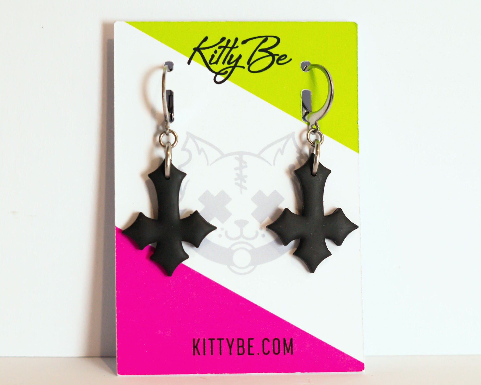 Inverted Gothic Pointed Cross Polymer Clay Dangle Earrings - Etsy