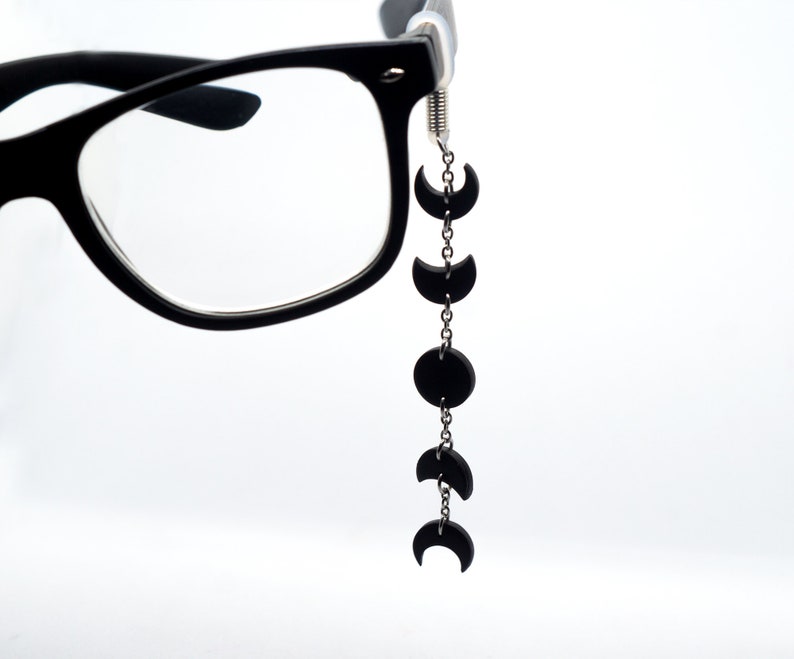 Moon Phases Black Polymer Clay Glasses Dangle Chain Charms - Etsy