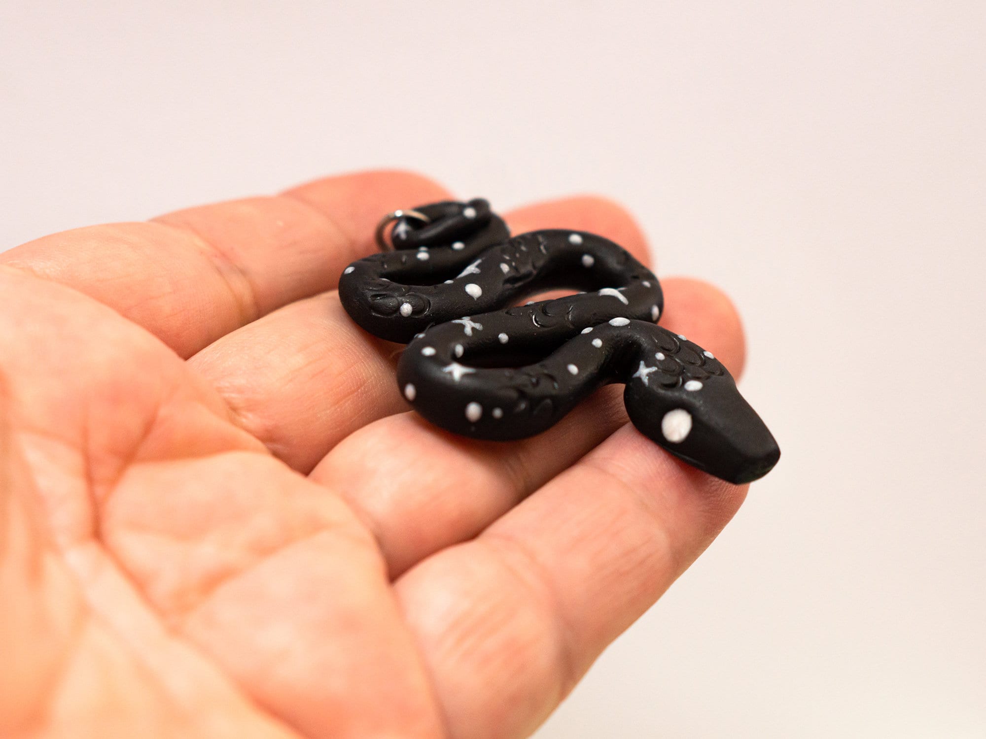 Black and White Lunar Serpent Polymer Clay Pendant Necklace | Handmade ...