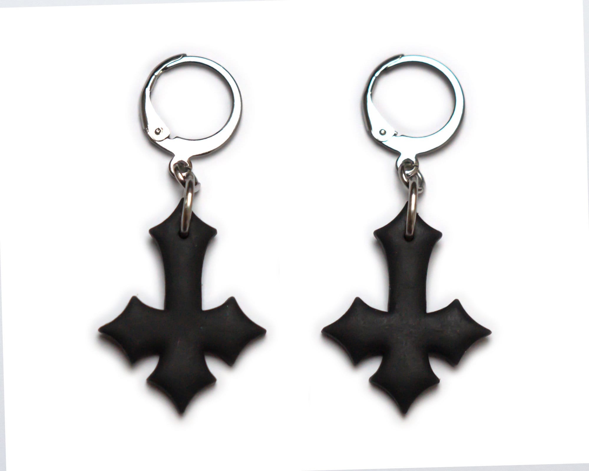 Inverted Gothic Pointed Cross Polymer Clay Dangle Earrings Handmade ...