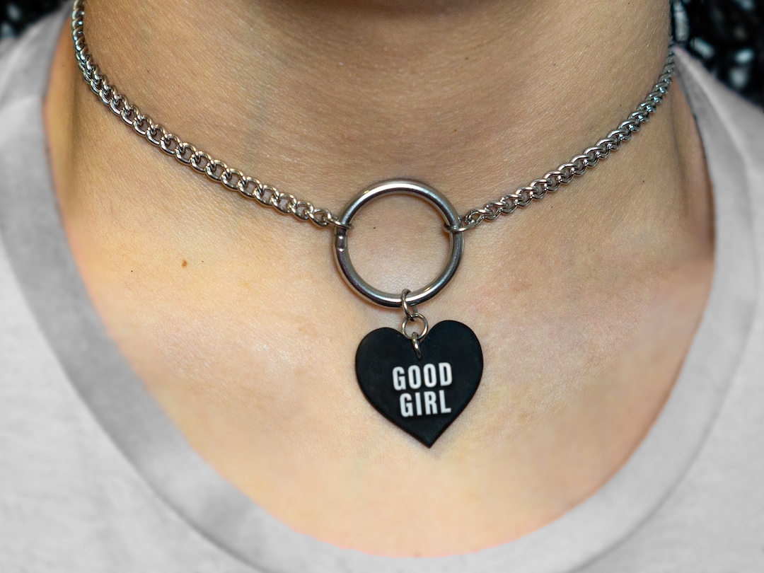 Good Girl Choker | Stainless Steel Chunky Chain Necklace O-ring & Black ...
